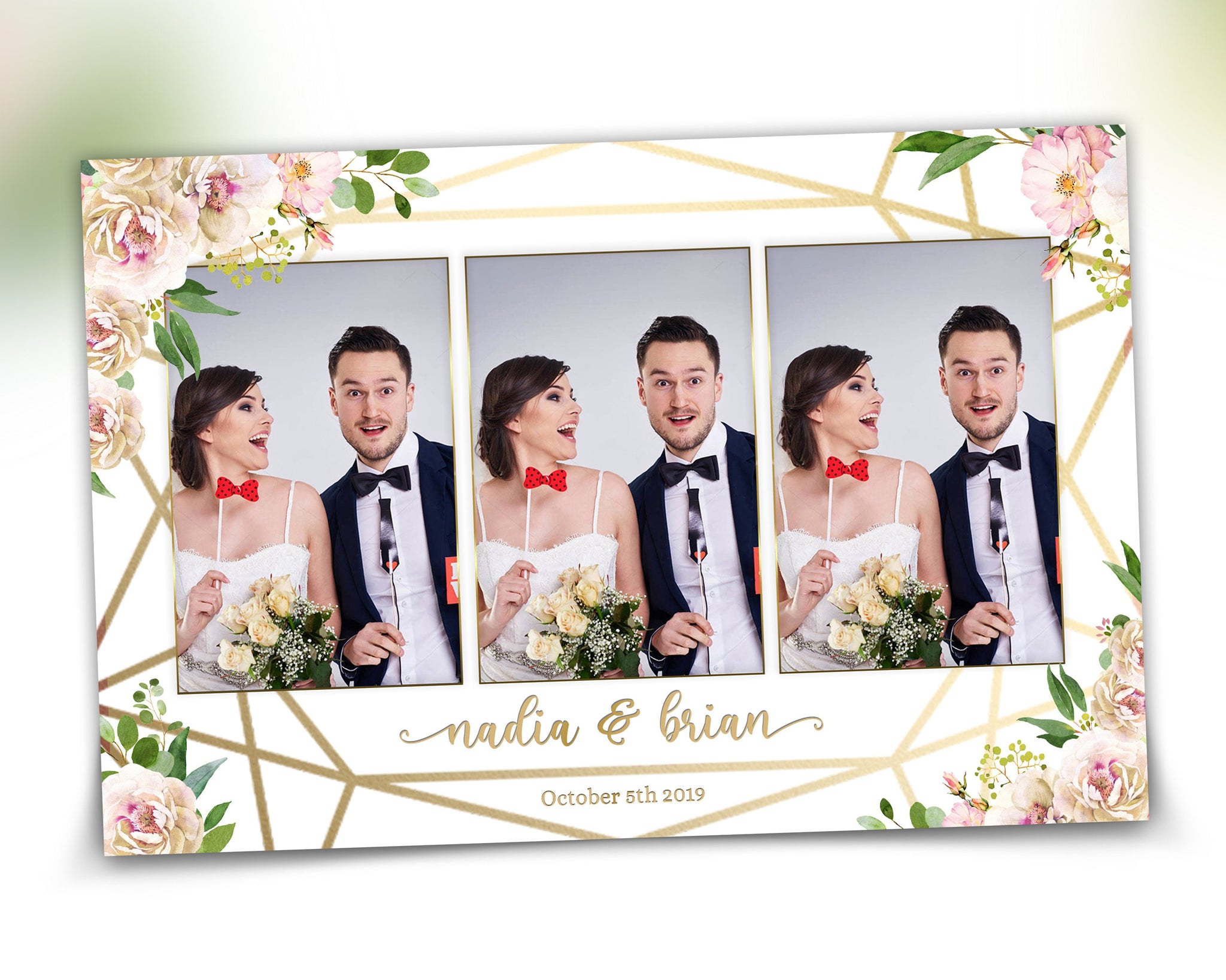Wedding Photobooth Template, Floral Photobooth Template, 6x4 Wedding P ...